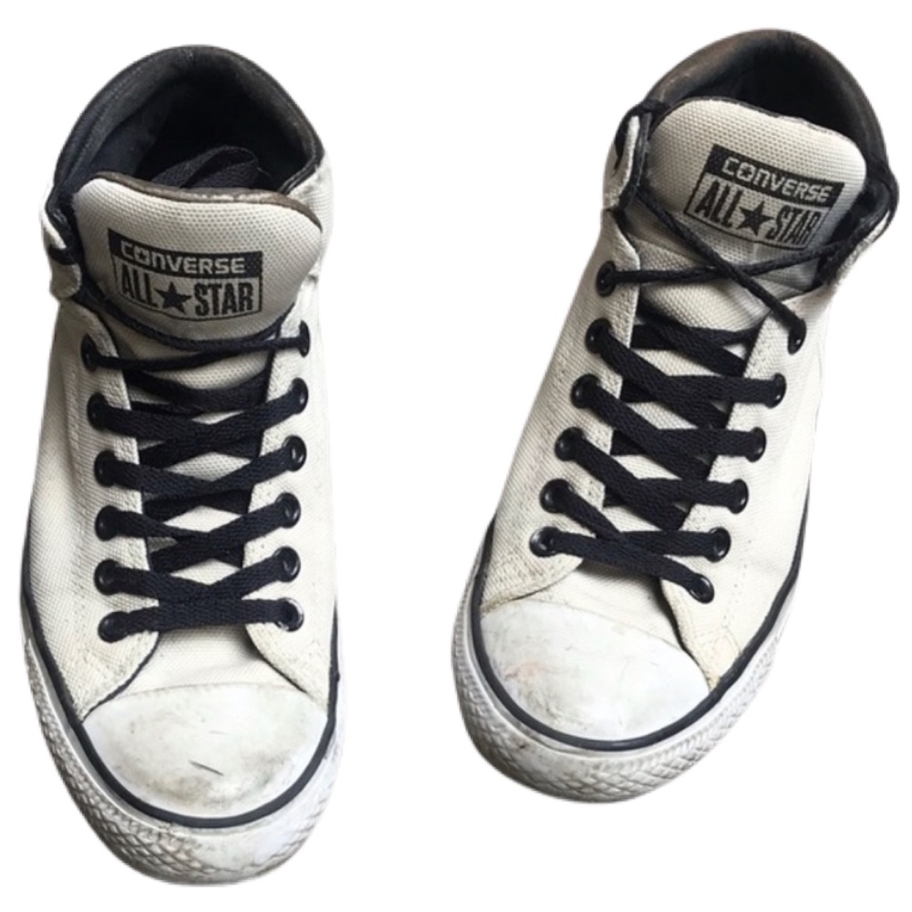 Converse High White Fabric Black Icon Sneakers - Gem